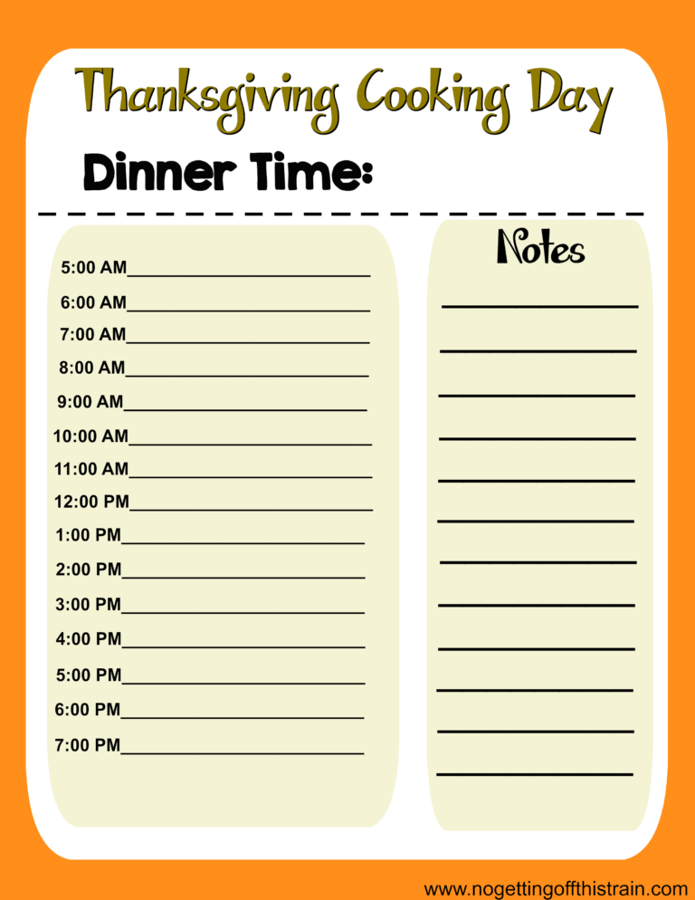 thanksgiving-cooking-schedule - No Getting Off This Train